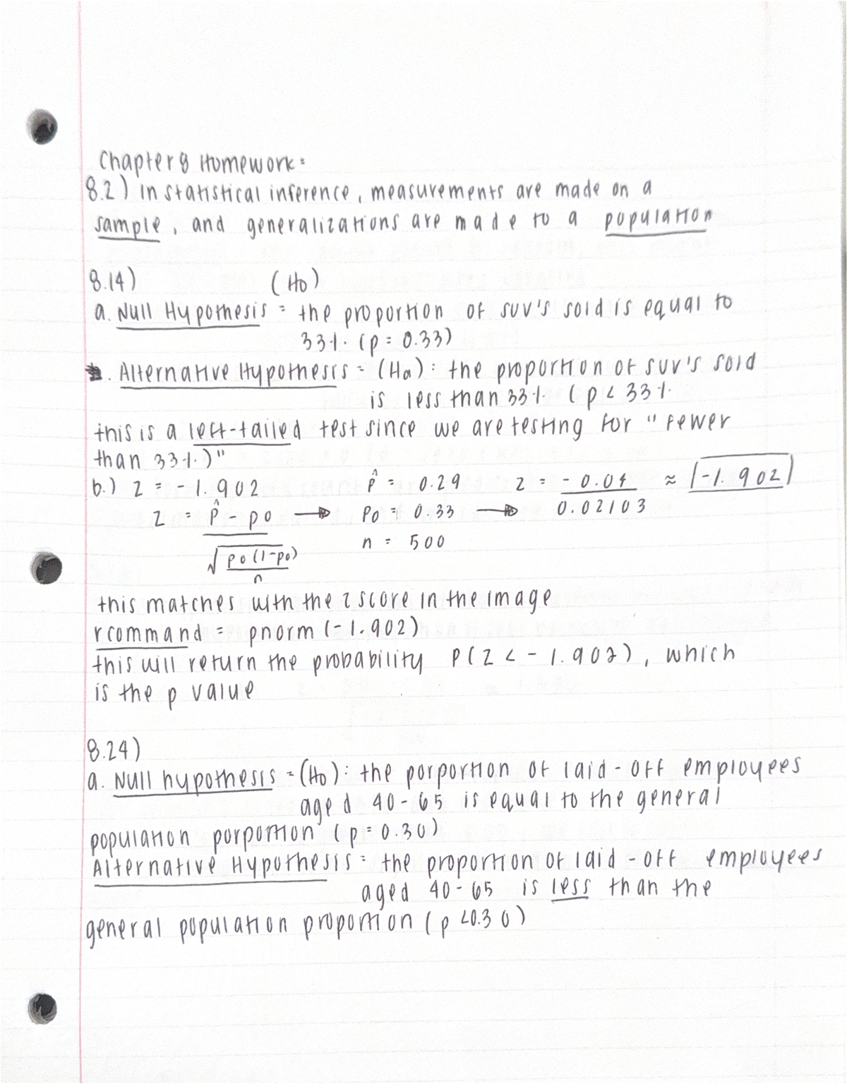 Ch.8 hw - week 8 homework - chapter 8 Homework: 8) in statistical ...