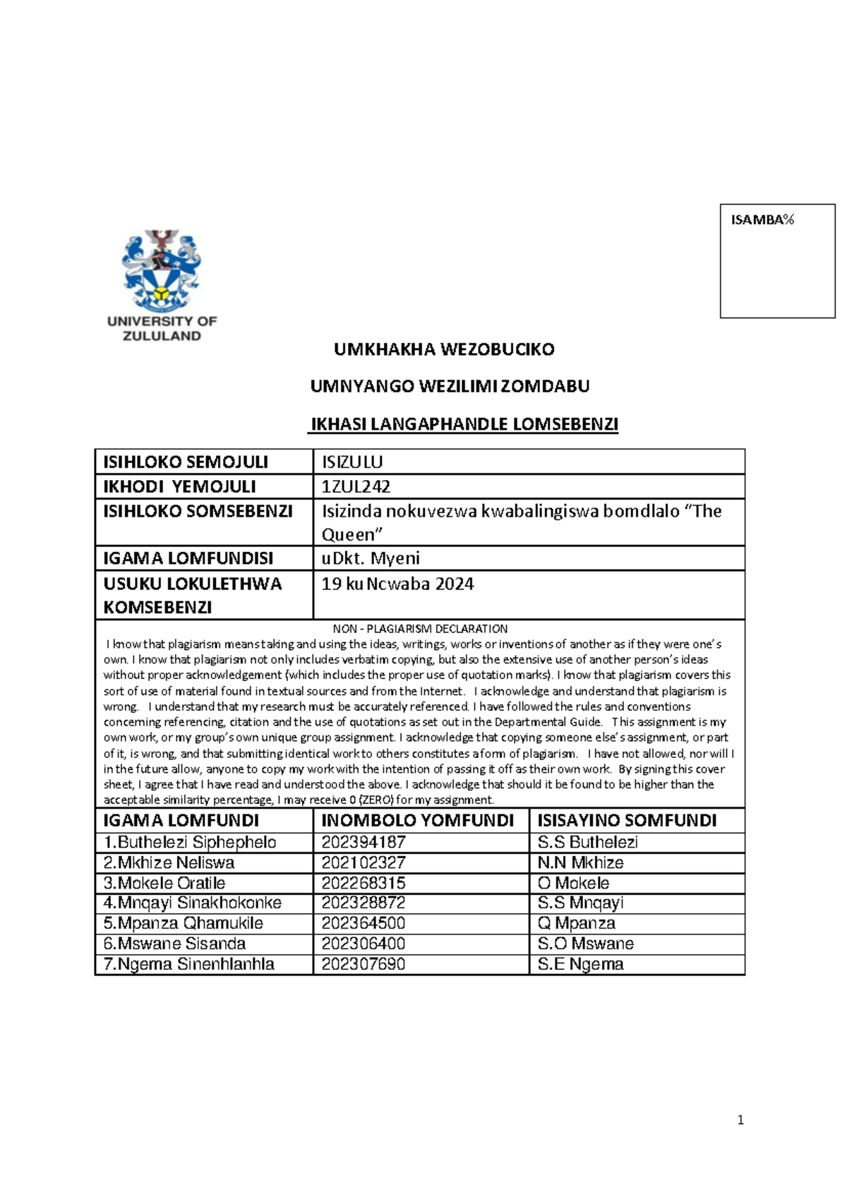 1zul242 - Isizulu - UMKHAKHA WEZOBUCIKO UMNYANGO WEZILIMI ZOMDABU ...