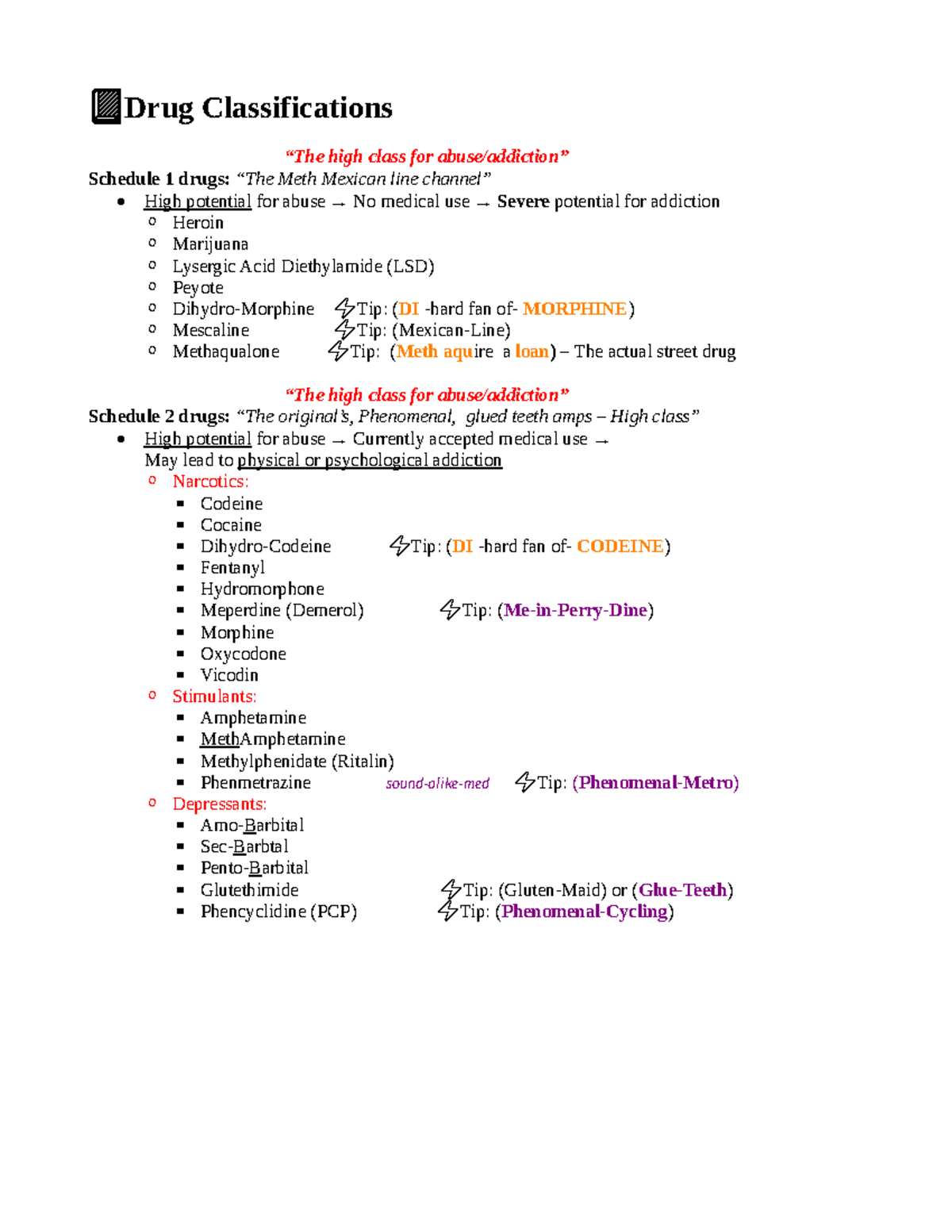 Classifications of Controlled Substances: Schedule 1-5 Overview - Studocu