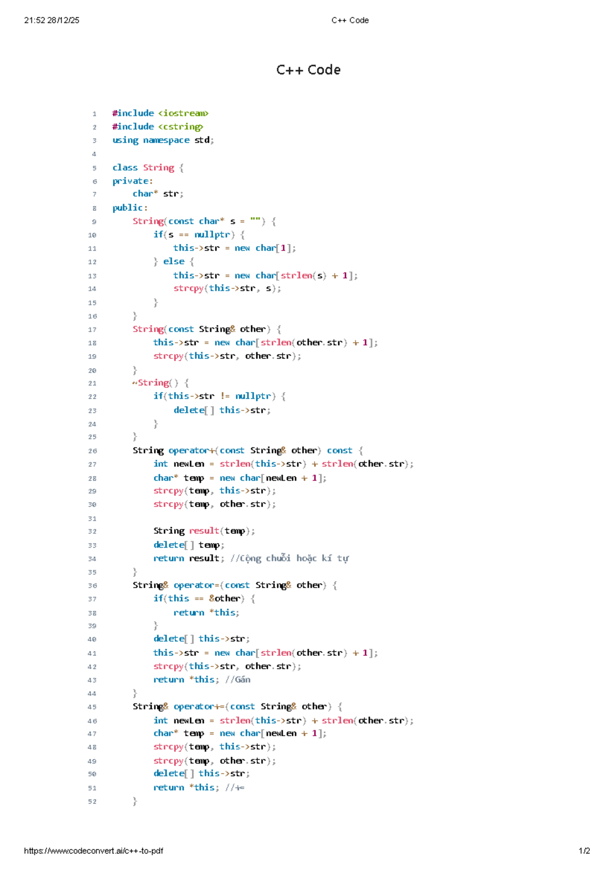 C++ Ex2: Code Implementation for String Class in Chapter 2 - Studocu