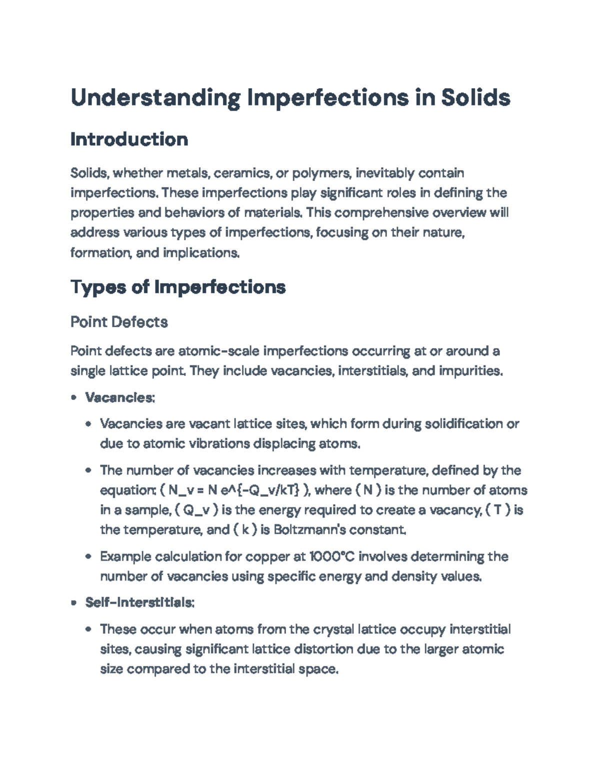 Understanding Imperfections in Solids: Types and Implications ...