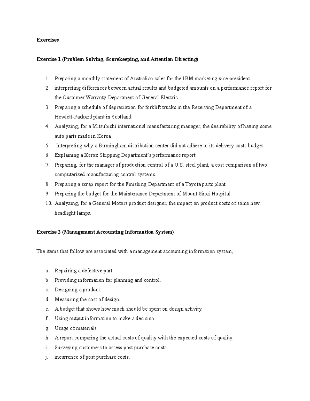 Strategic Management - Practical Exercises Overview (Chap 2) - Studocu