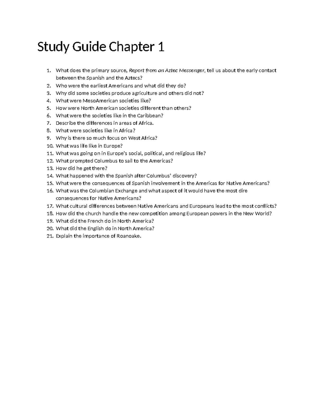 Study Guide for History Classes: Chapters 1-4 Insights - Studocu