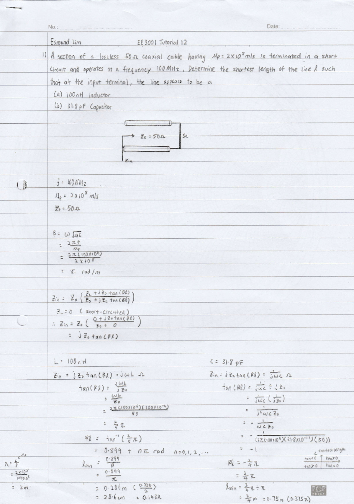 Engineering Electromagnetics Tutorial 12 Solution - tal ffittz 4gpeats ...