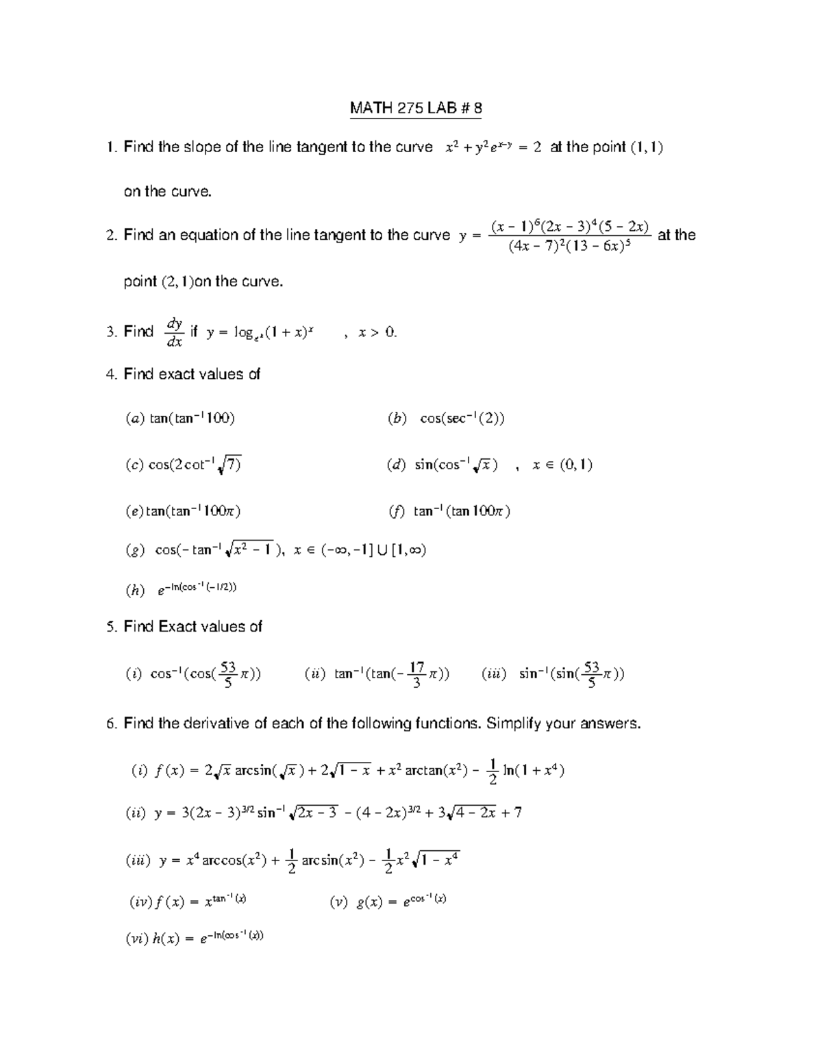 MATH275 Practice Questions (Lab 8 - Approximations and Advanced ...