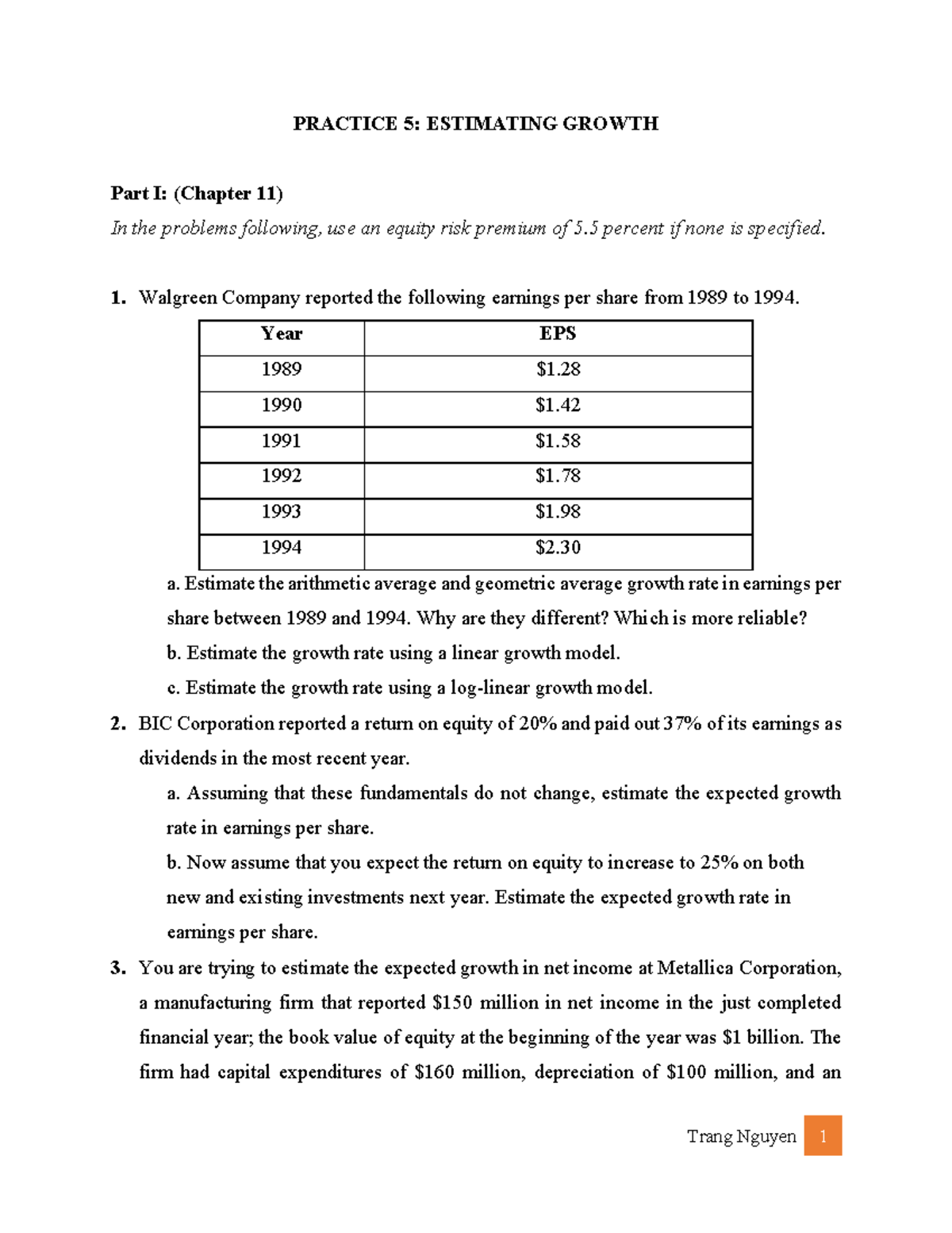 Practice 5: Estimating Growth (Chapter 11) - EPS Analysis and Models ...