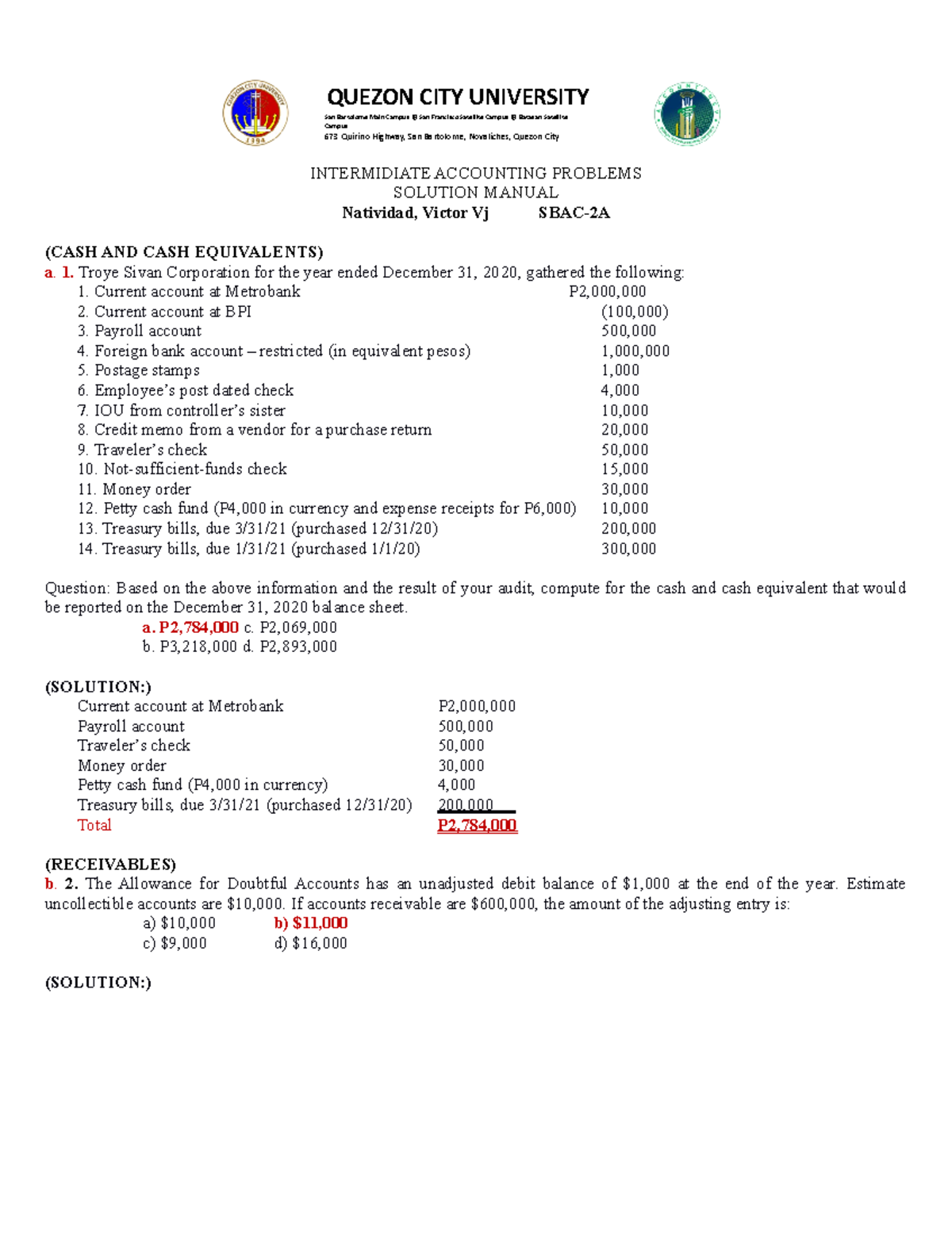 Intermediate Accounting Solutions Manual - IA 1 Problem Examples - Studocu