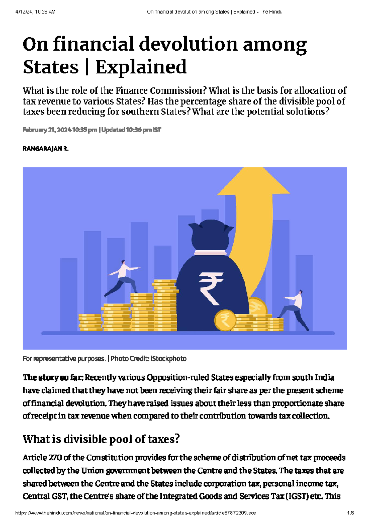 Financial Devolution Among States: An Analysis - The Hindu - Studocu