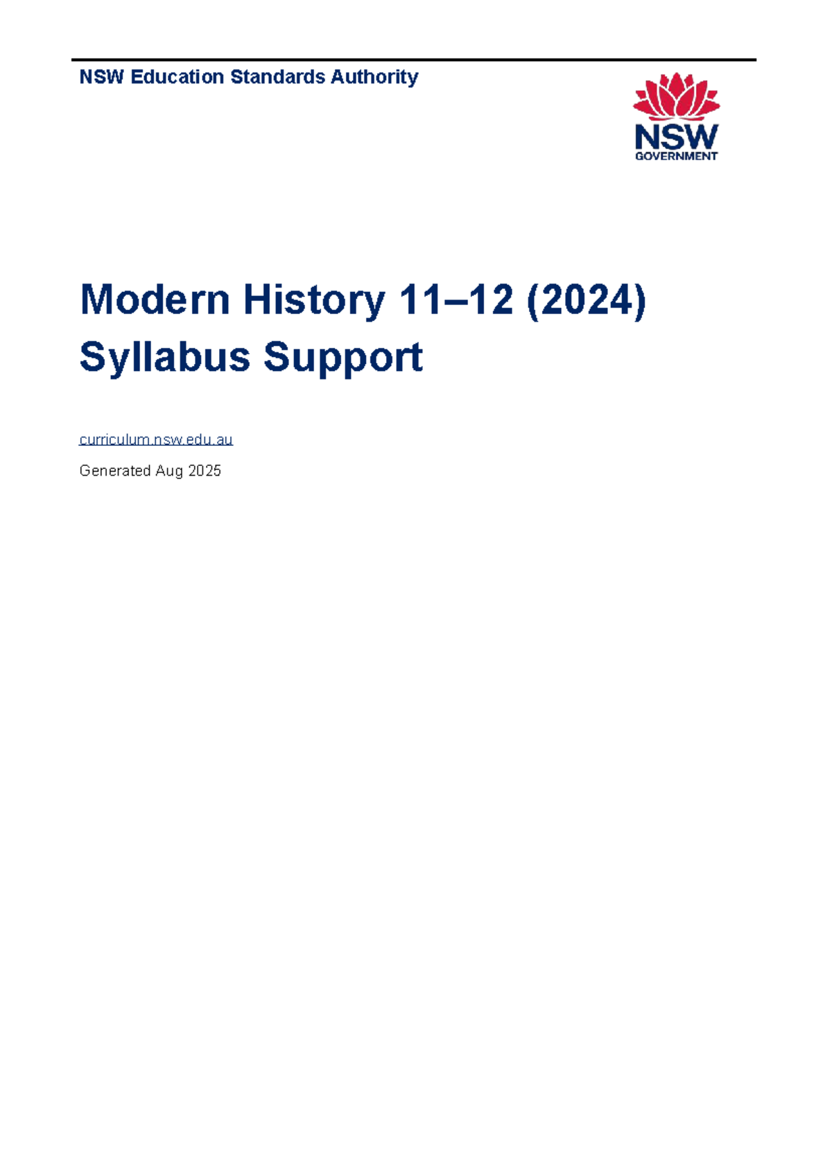 NESA Modern History Syllabus Support (2024) for Stage 6 Students - Studocu