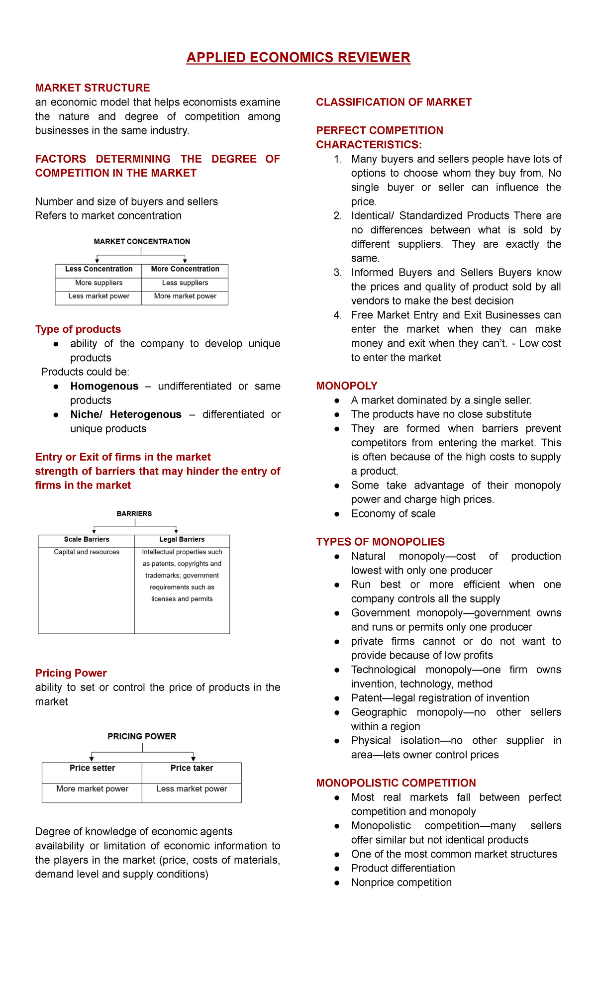 ECON 101: Comprehensive Applied Economics Reviewer Insights - Studocu