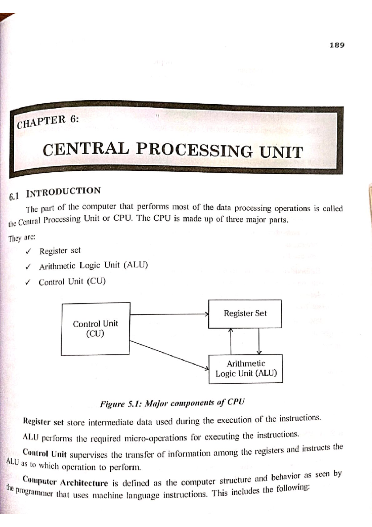 CA.. chapter 6 - Computer architecture lesson number 6 - 189 CHAPTER 6: CENTRAL PROCESSING UNIT ...