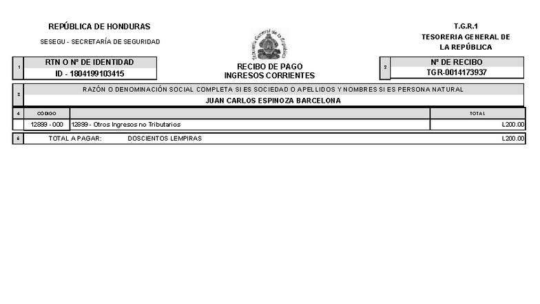 Recibo de Pago TGR-14173937 de Juan Carlos Espinoza Barcelona - Studocu