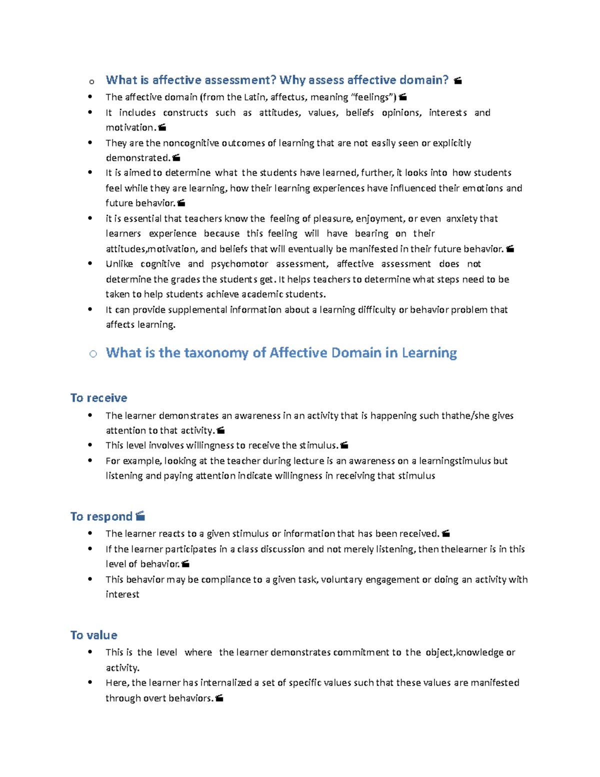 Affective Assessment in Learning: Understanding the Affective Domain ...