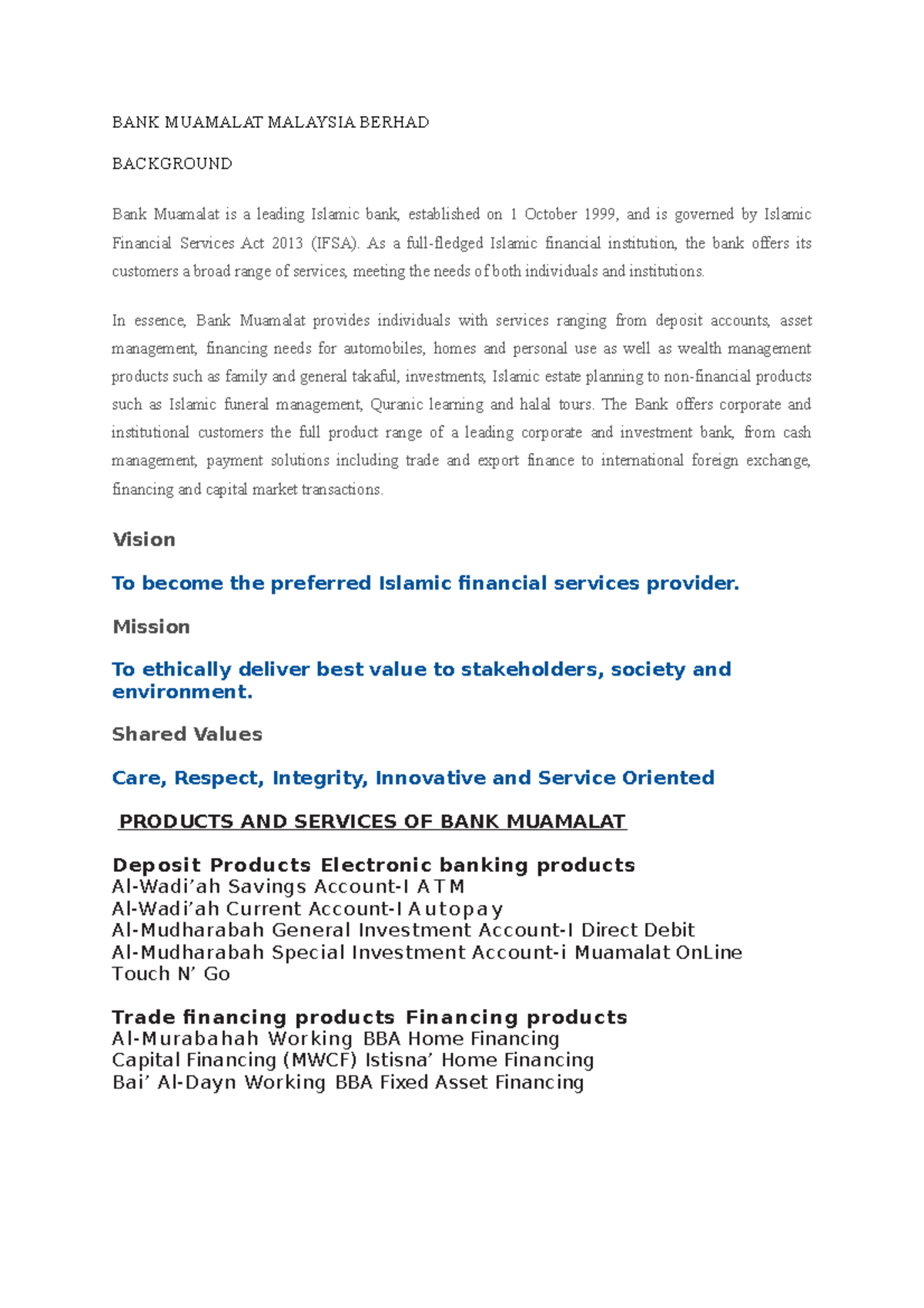 BANK Muamalat Malaysia Berhad Islamic Principles - BANK MUAMALAT ...