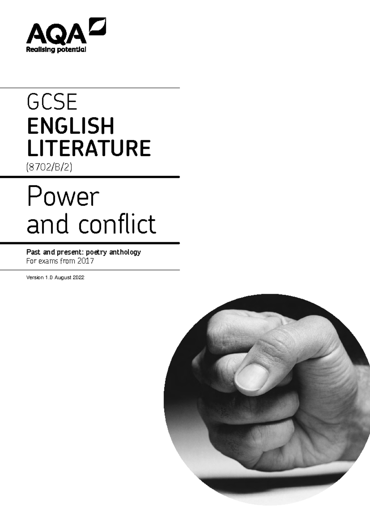 GCSE English Literature (8702/B/2): Power and Conflict Poetry Anthology ...