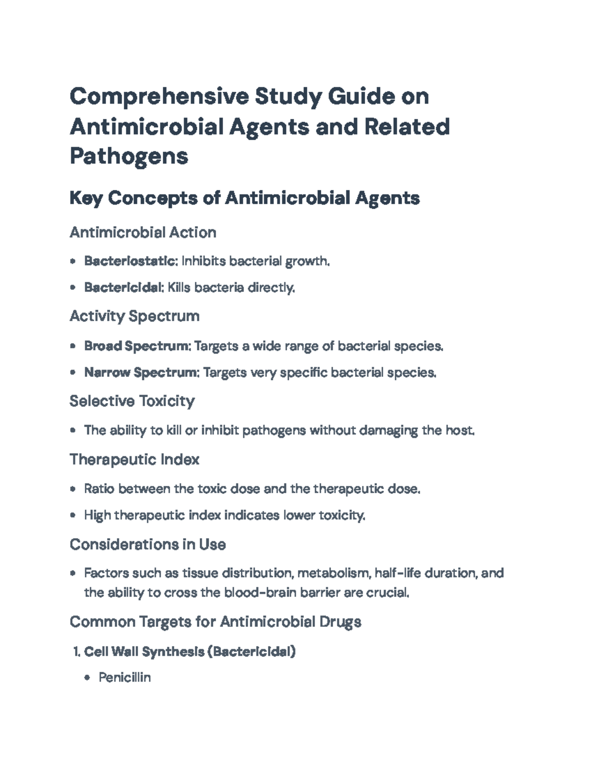 Comprehensive Study Guide on Antimicrobial Agents and Pathogens ...