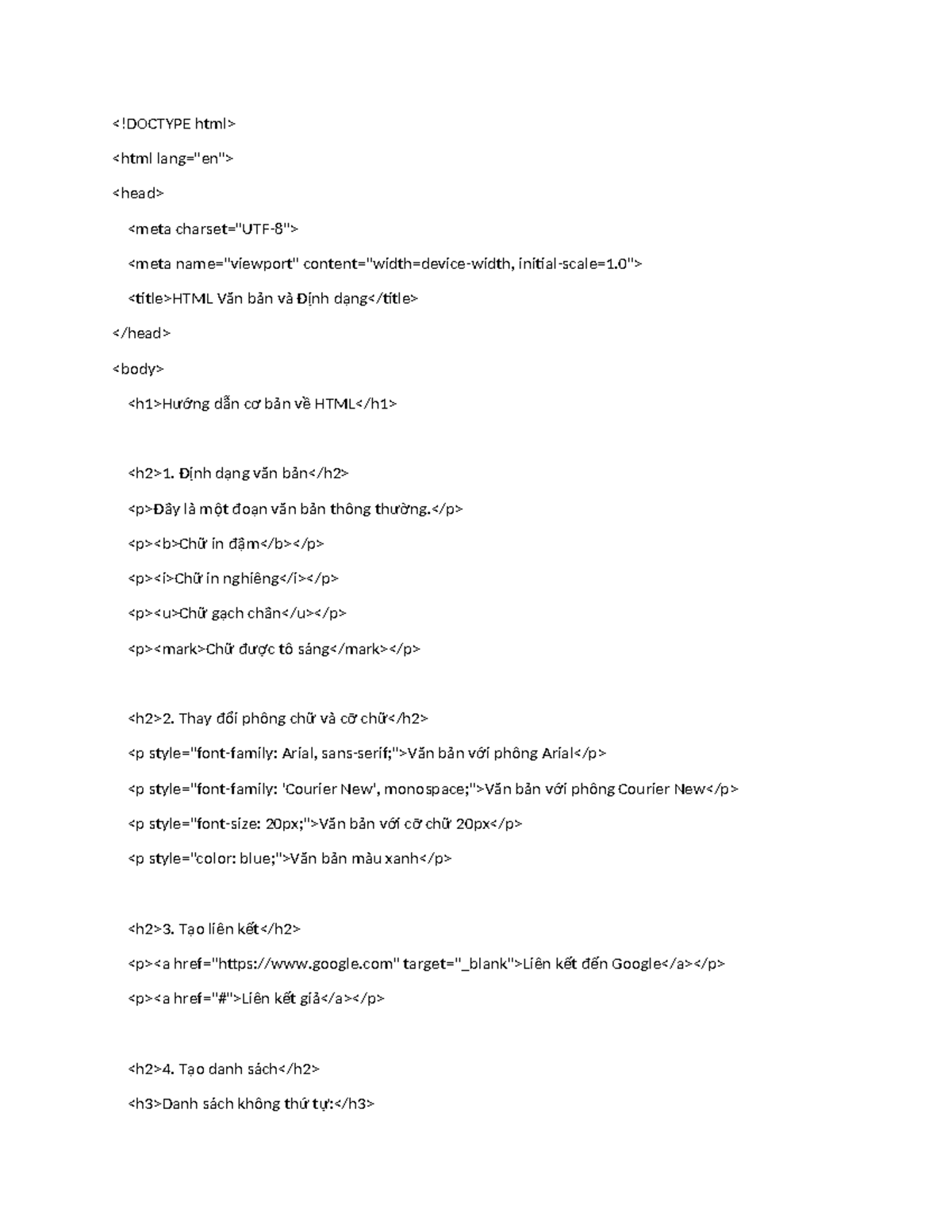 Hướng Dẫn Cơ Bản Về HTML - CODE obn thi hsg - Studocu