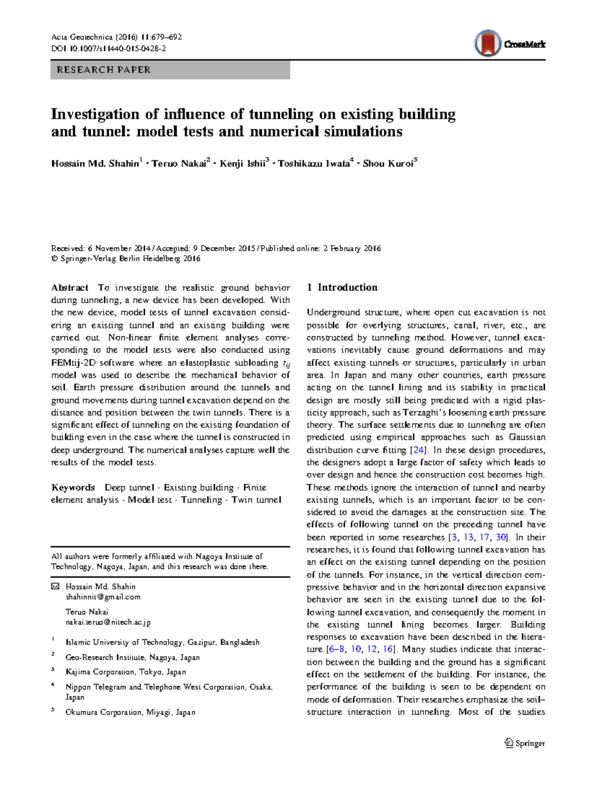 S11440 015 0428 2 - Tunneling Impact on Existing Structures: Model ...