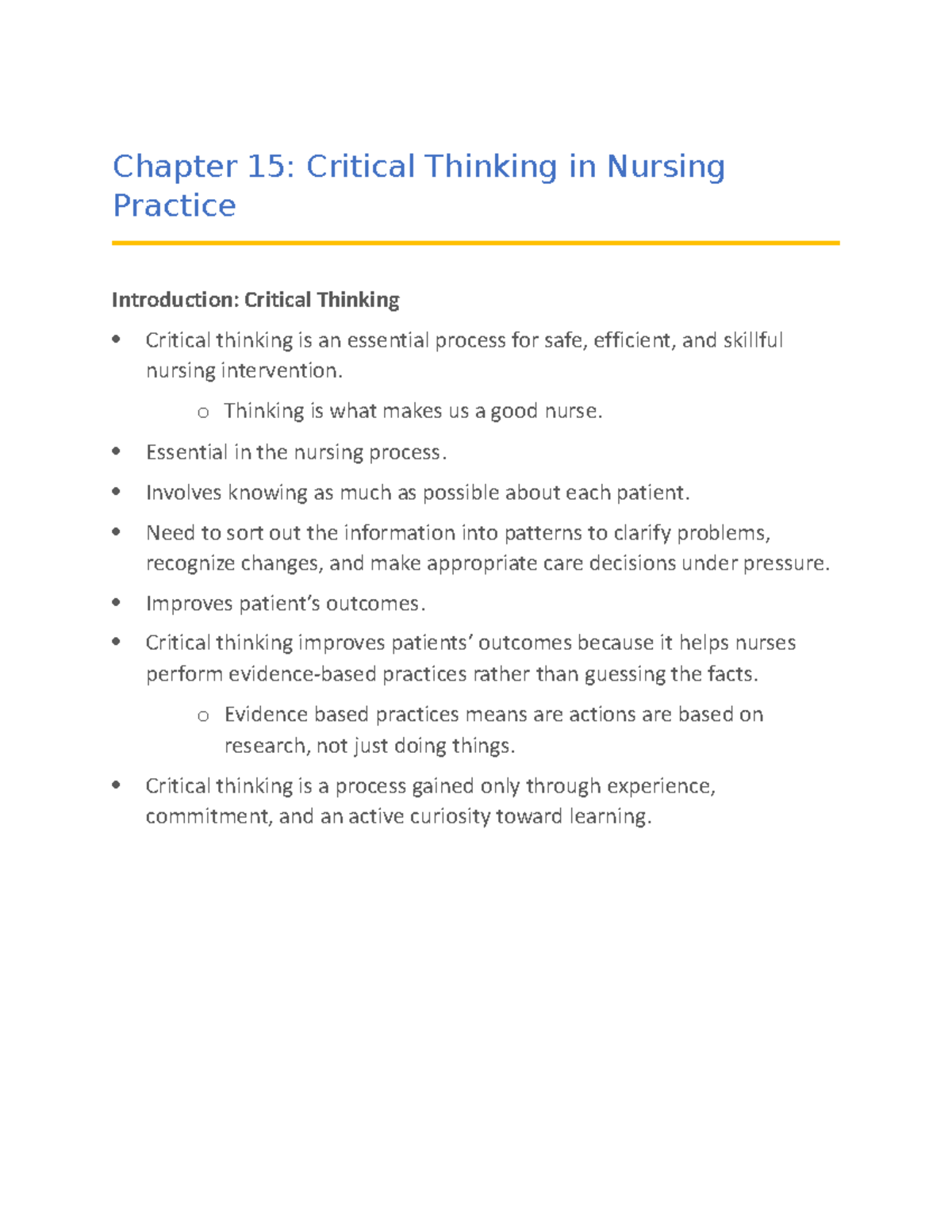 Health Assessment Chapter 15: Enhancing Critical Thinking in Nursing ...