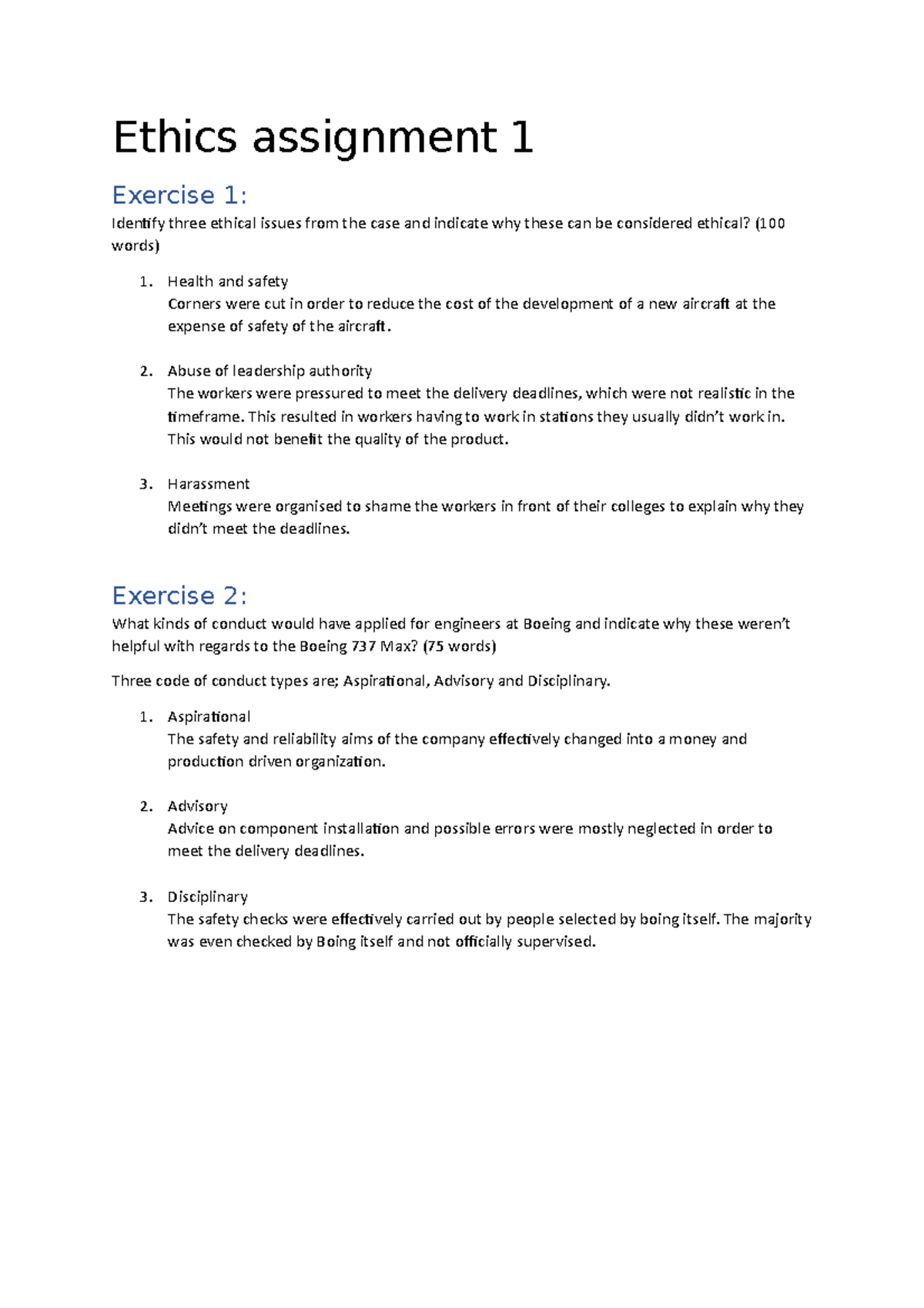 Ethics assignment 1 renamed - Ethics assignment 1 Exercise 1: Identify ...
