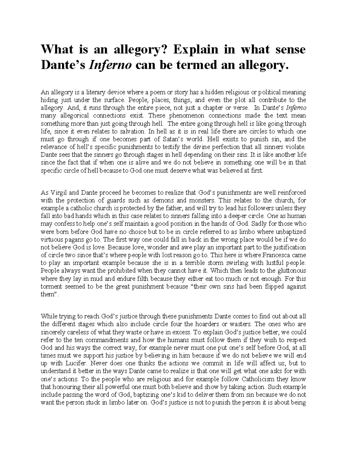 Dante’s Inferno as Allegory: Understanding Its Deeper Meaning - Studocu