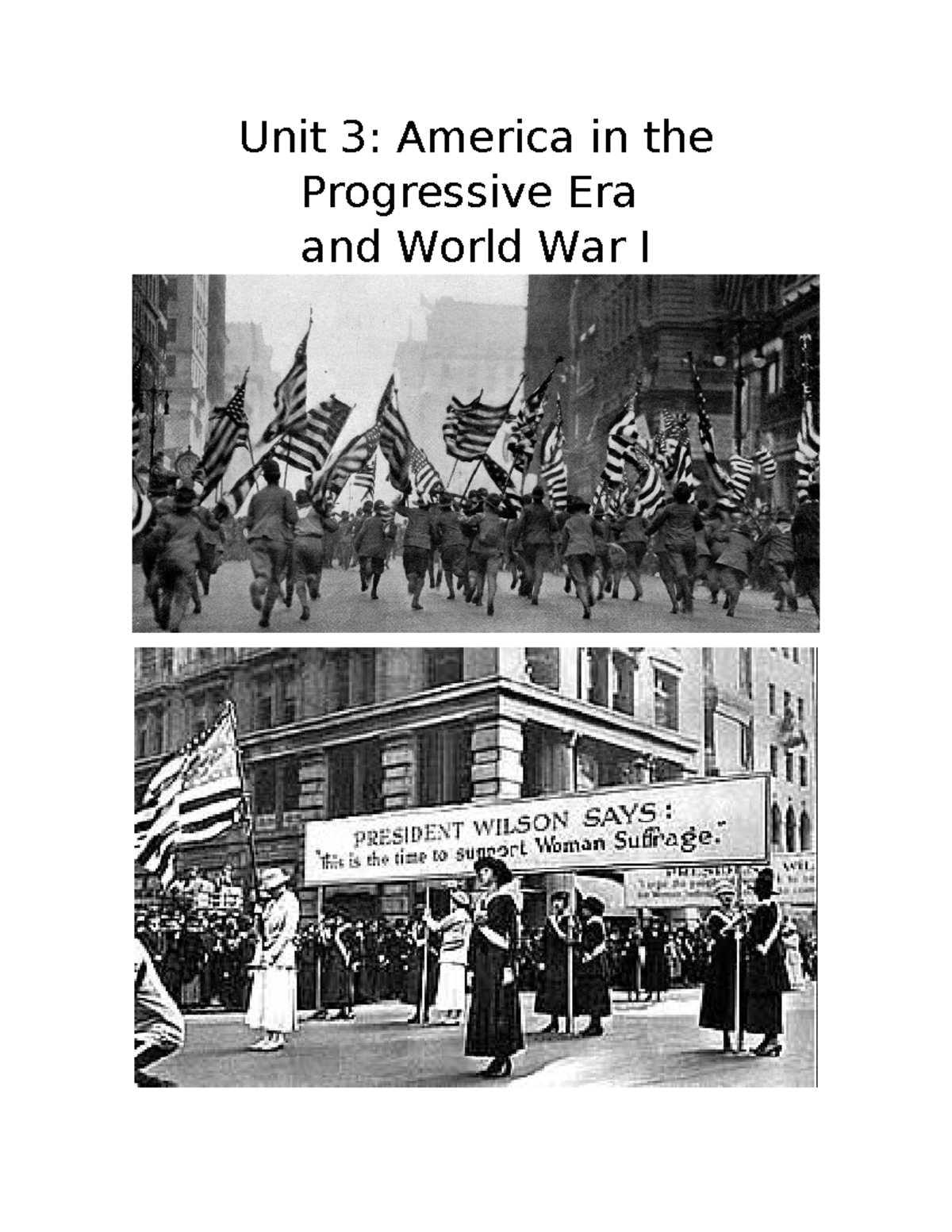 Unit 3: The Progressive Era & WWI - Key Concepts and Assessments - Studocu