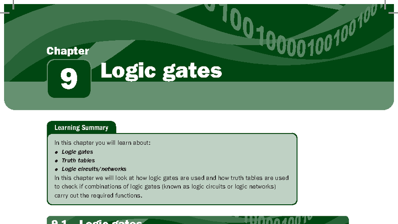 Chapter 9 Logic Gates Learning Summary and Truth Tables - Studocu