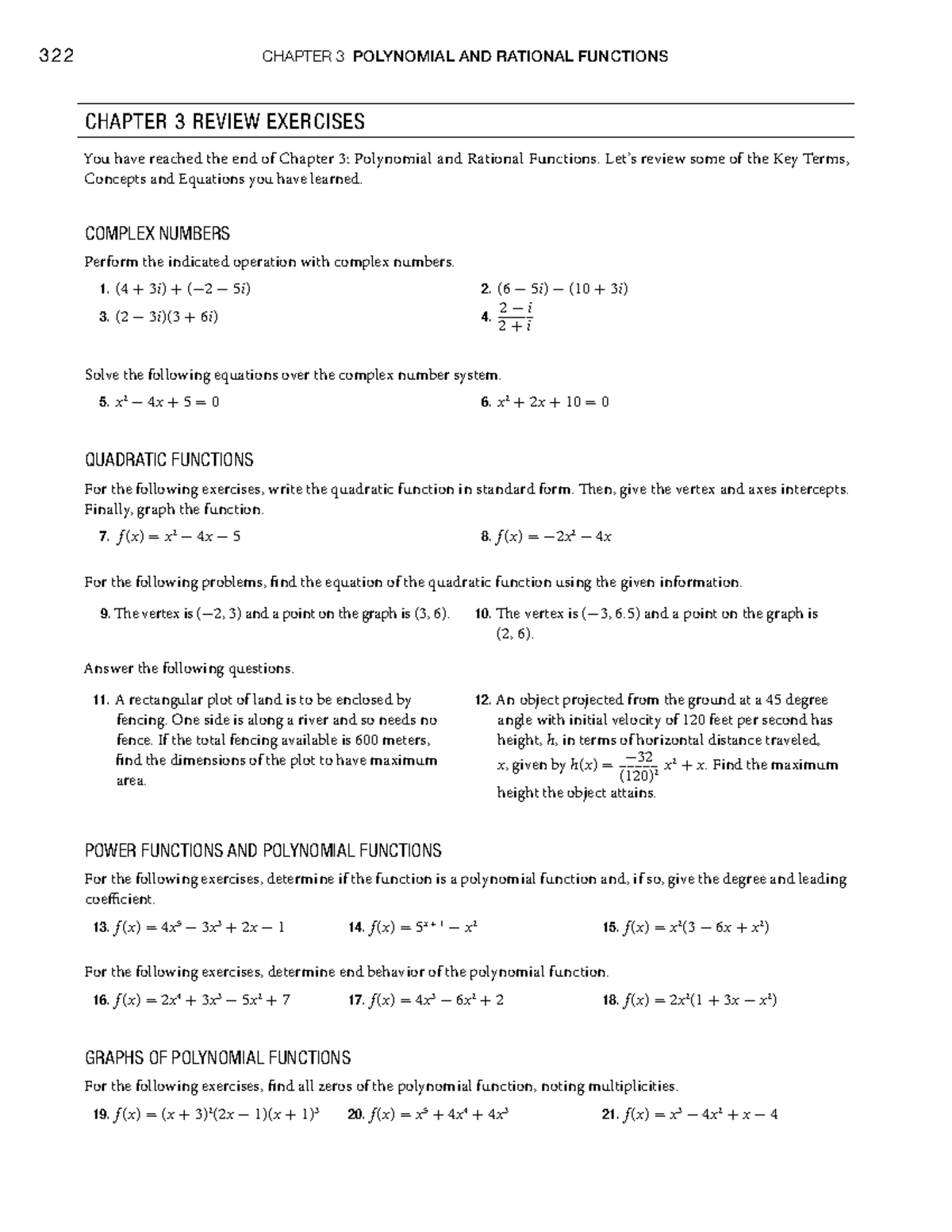 Math 155 Lab: Chapter 3 Review on Polynomial & Rational Functions - Studocu