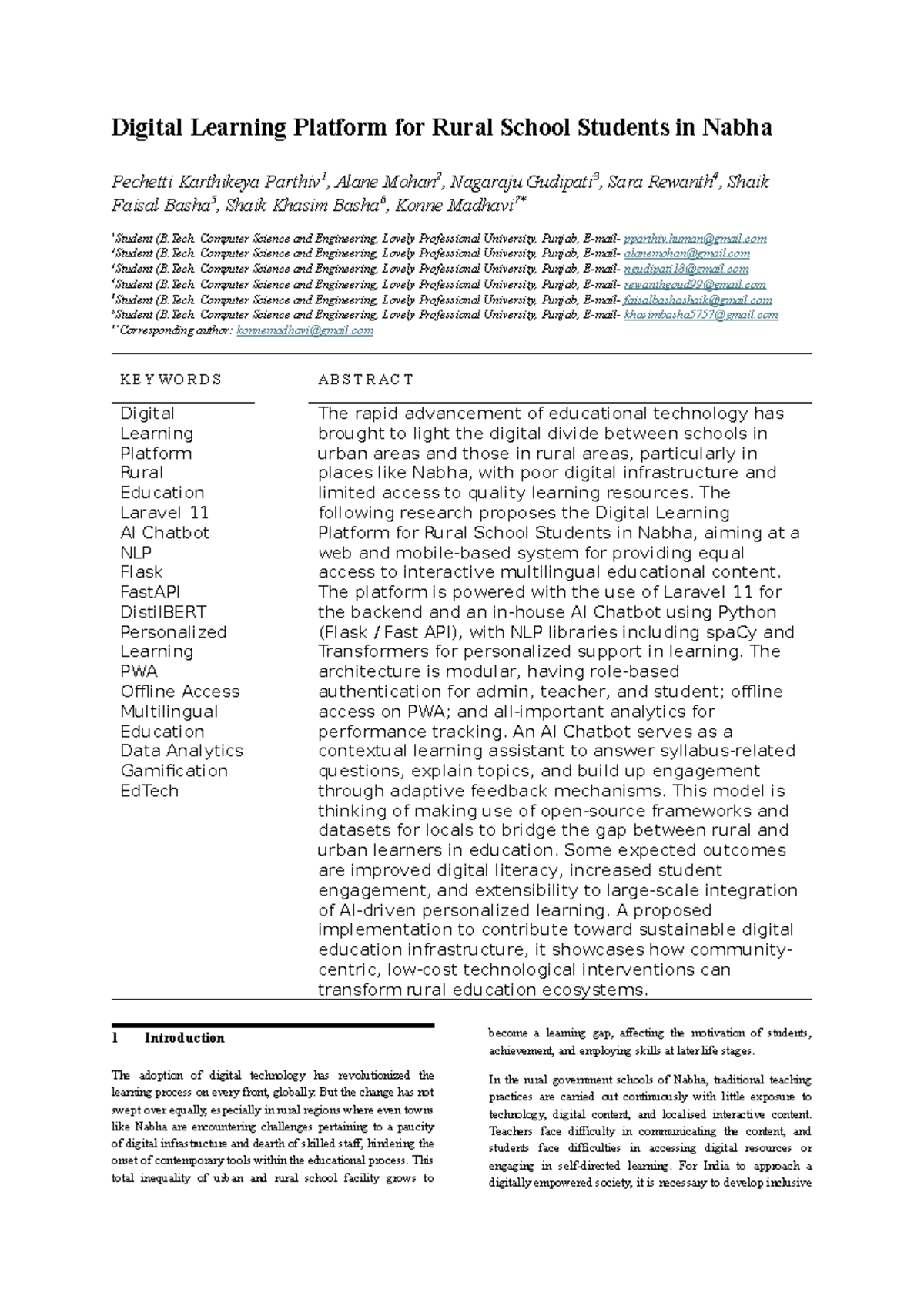 Digital Learning Platform for Rural Students in Nabha: A Laravel 11 ...
