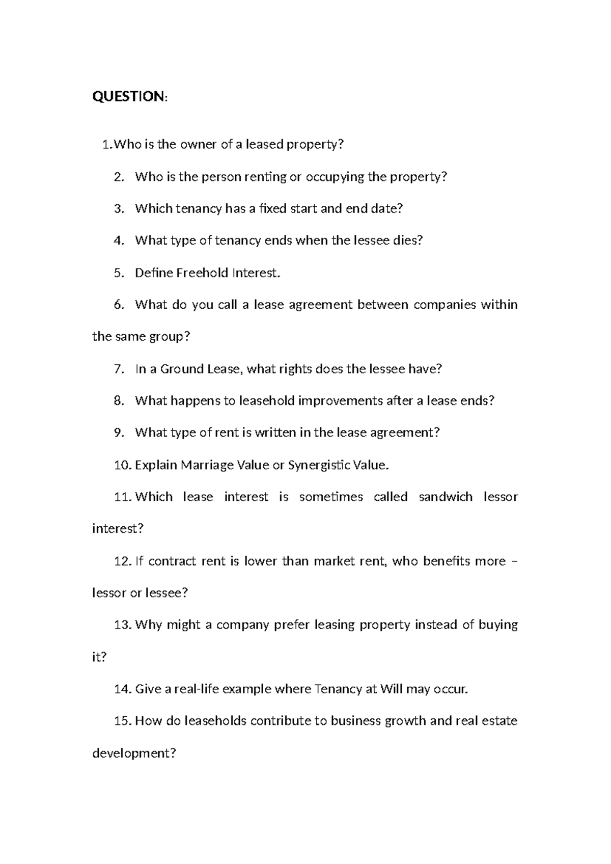 Real Estate Leasing Concepts - Lesson Notes - Studocu