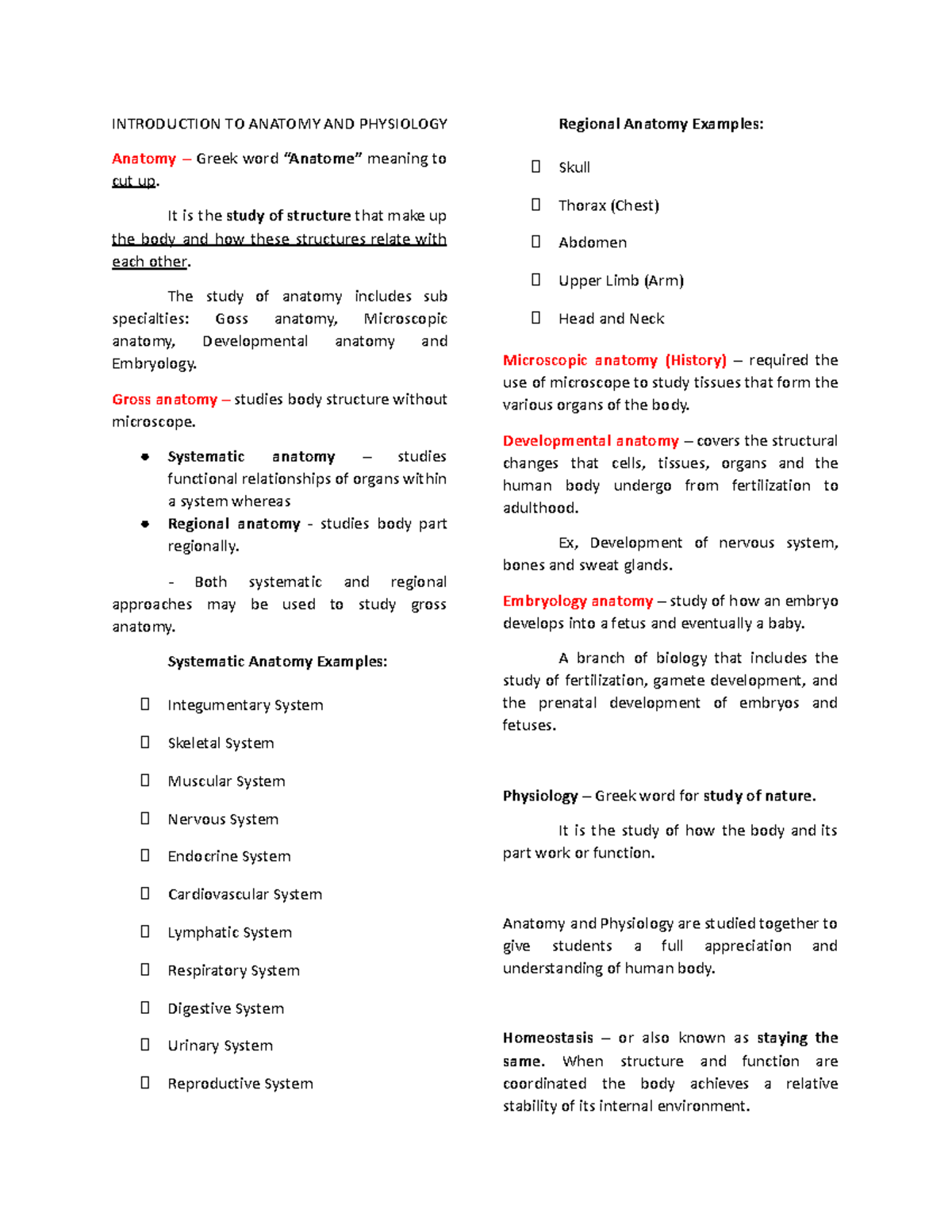 Introduction TO Anatomy AND Physiology QUIZ - INTRODUCTION TO ANATOMY ...
