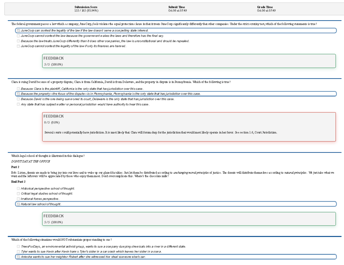 Wk 1 - Summative Assessment on Law & Ethics Concepts - 93% Score - Studocu