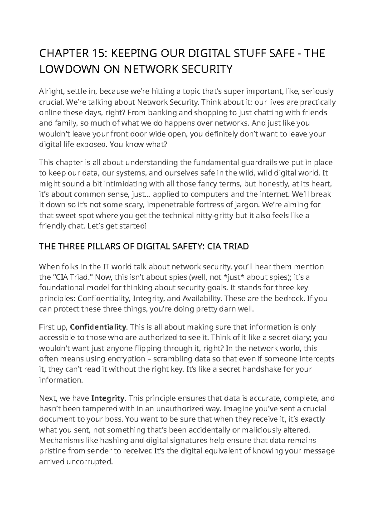 CHAPTER 15: NETWORK SECURITY - KEEPING OUR DIGITAL STUFF SAFE - Studocu