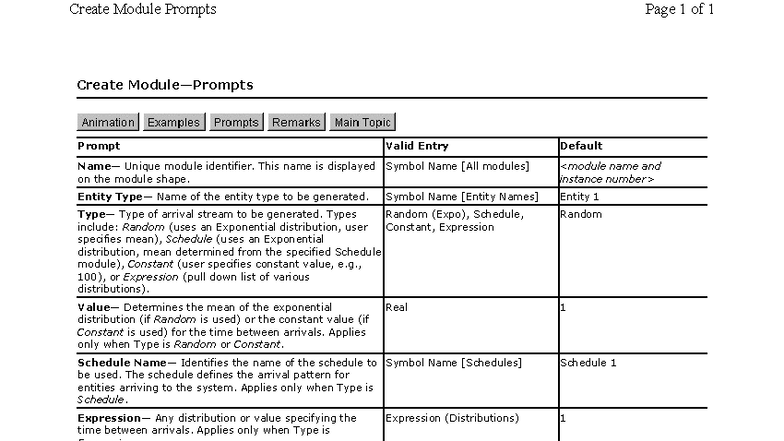 Manual Arena: Module Prompts and Valid Entries Guide - Studocu