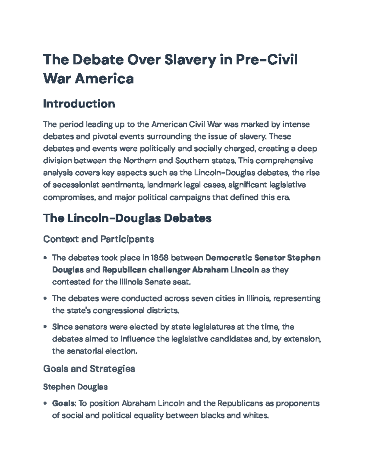 The Debate Over Slavery in Pre-Civil War America: Key Events ...