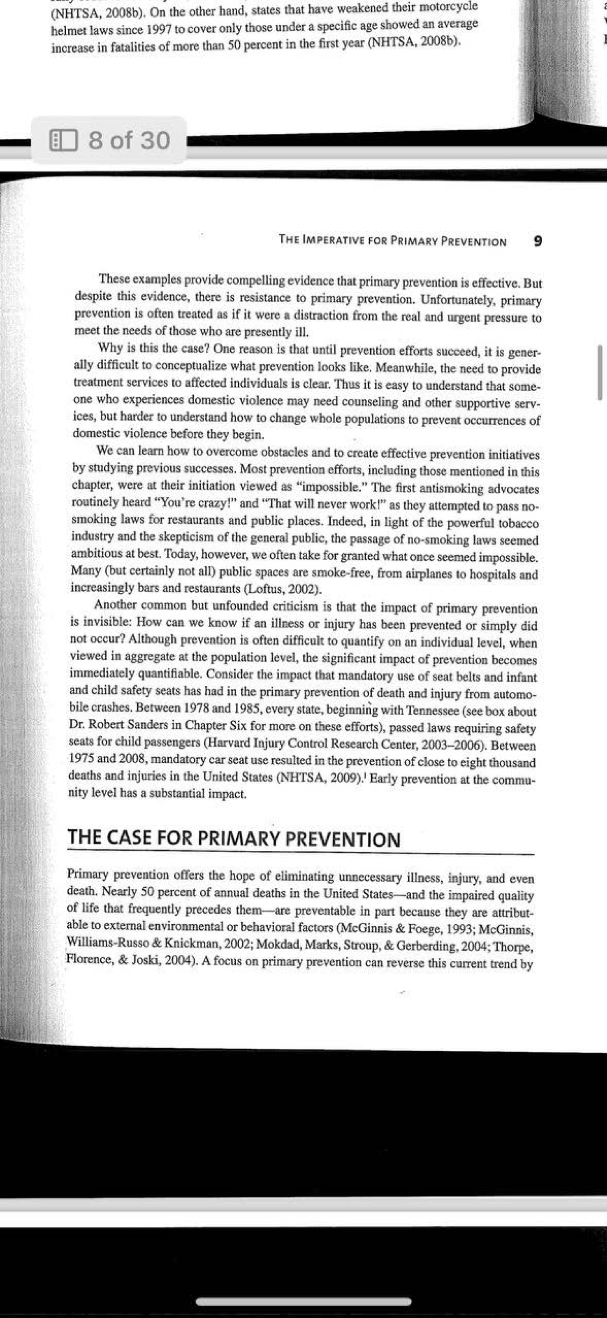 NHTSA 2008b: The Case for Primary Prevention in Public Health - Studocu
