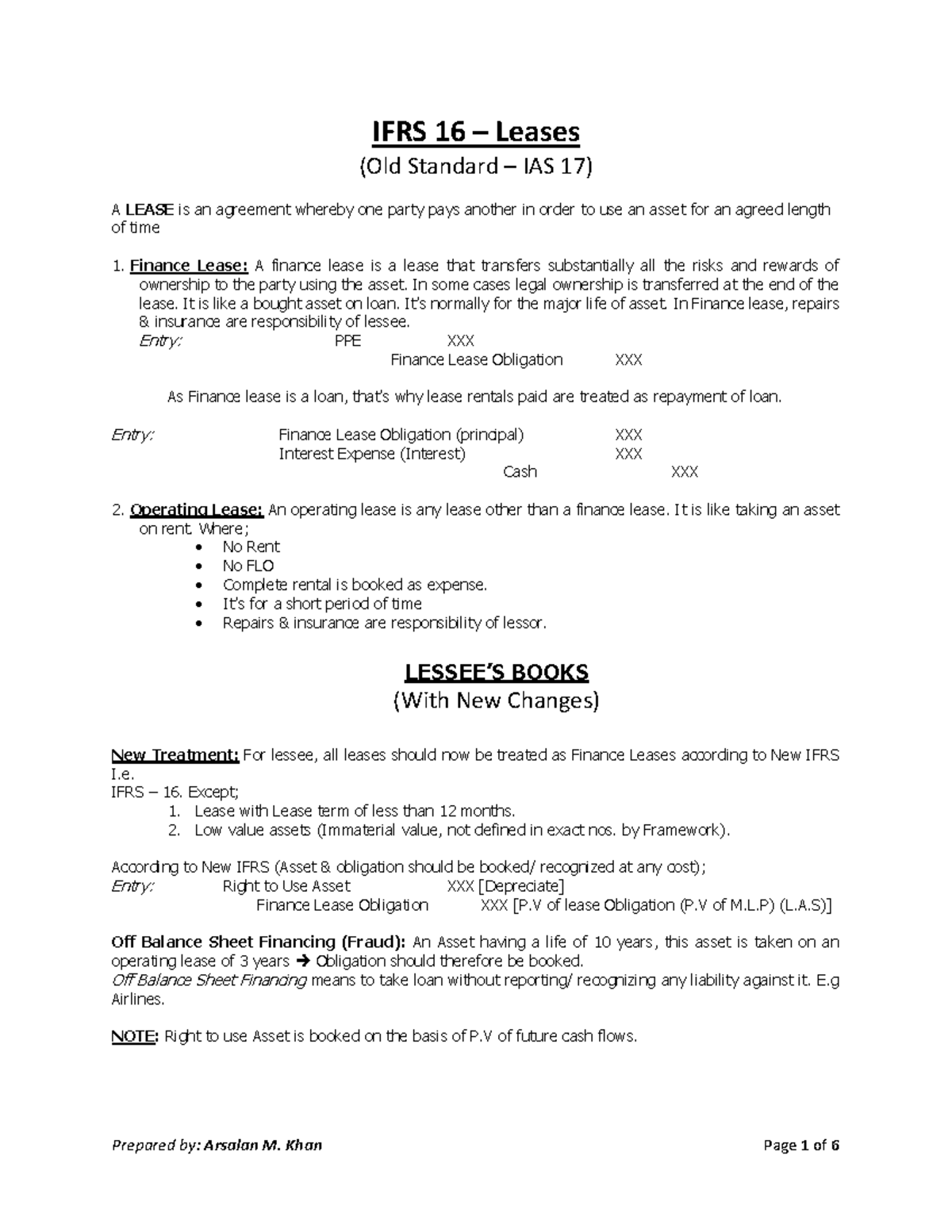 IFRS 16 Leases Overview: Key Changes from IAS 17 - Studocu