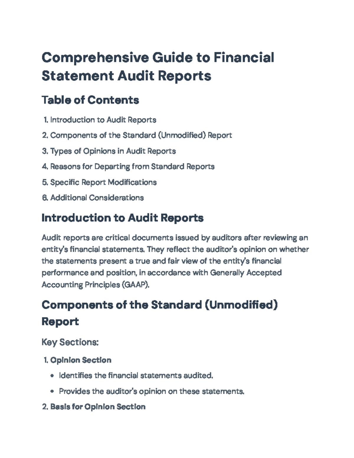 Comprehensive Guide to Financial Statement Audit Reports - They reflect ...