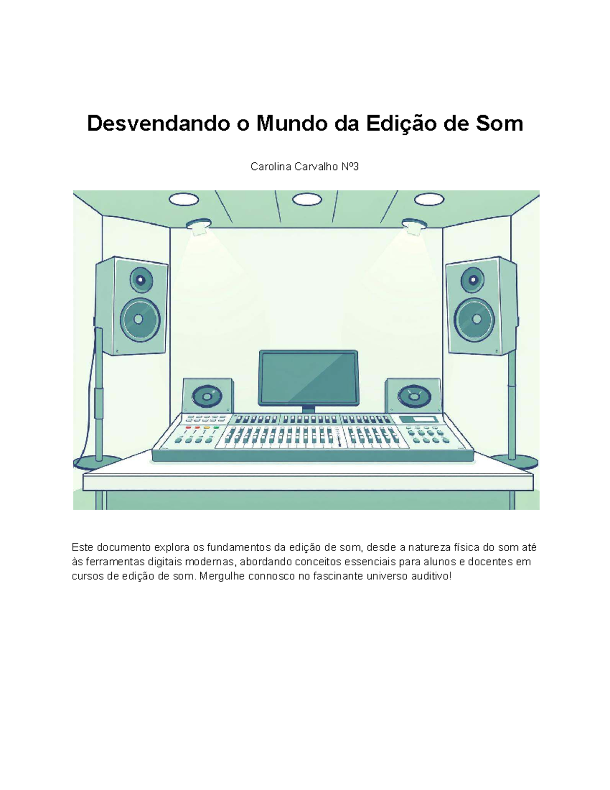 Fundamentos da Edição de Som: Guia Completo para Alunos - Studocu