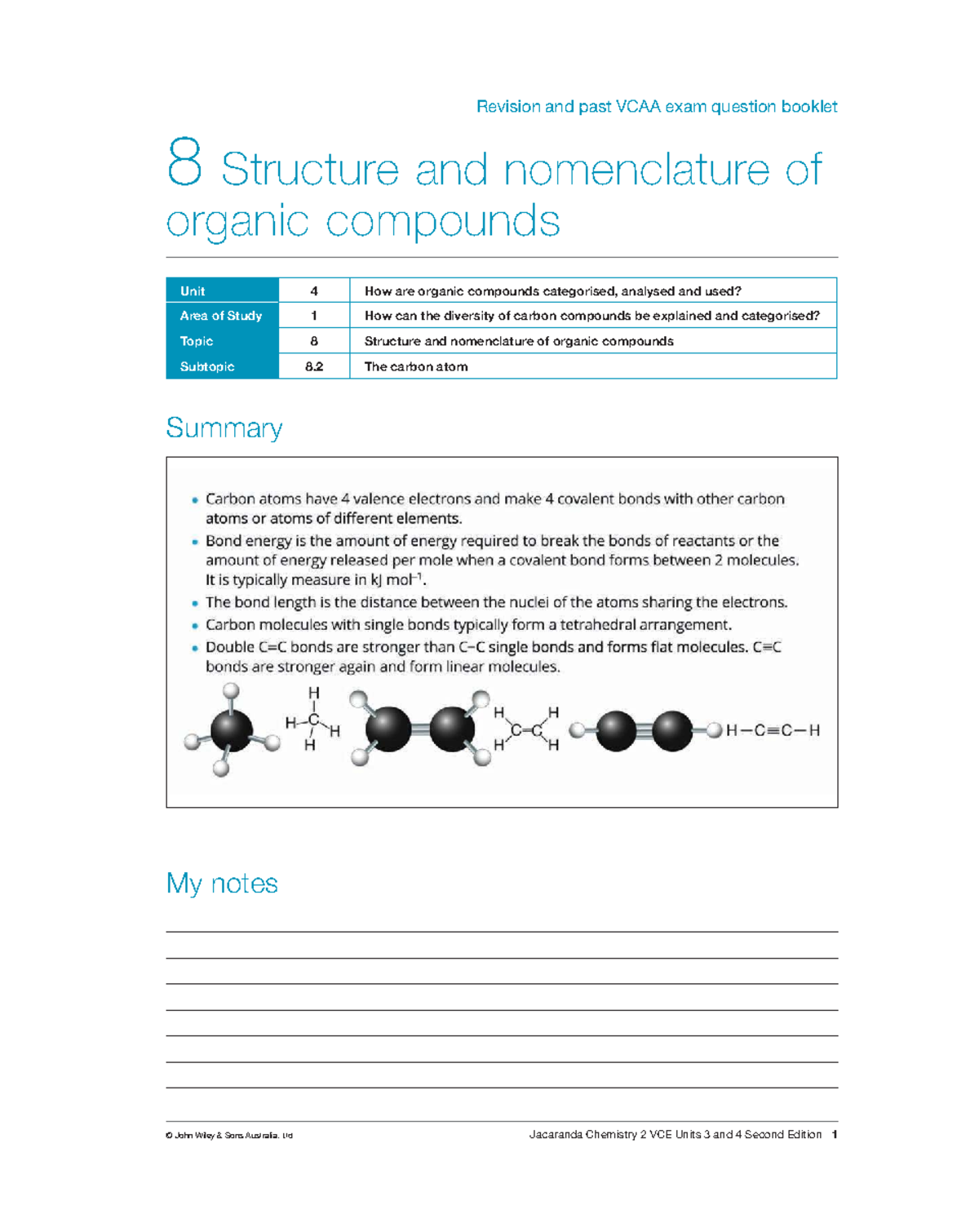 VCE Chemistry Unit 4 AOS 1: Structure & Nomenclature of Organic ...