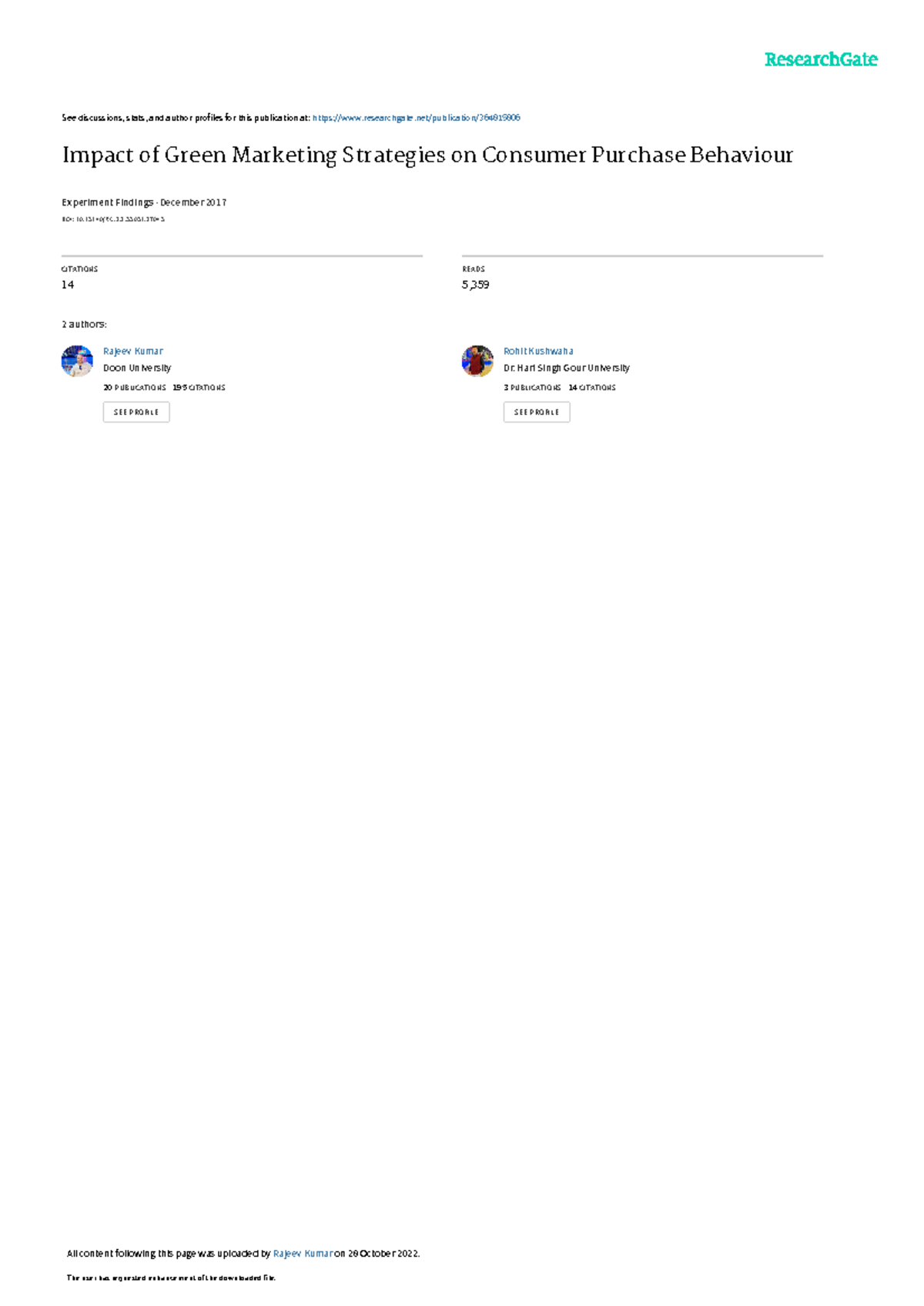 Impact of Green Marketing Strategies on Consumer Behavior: Insights from - Studocu