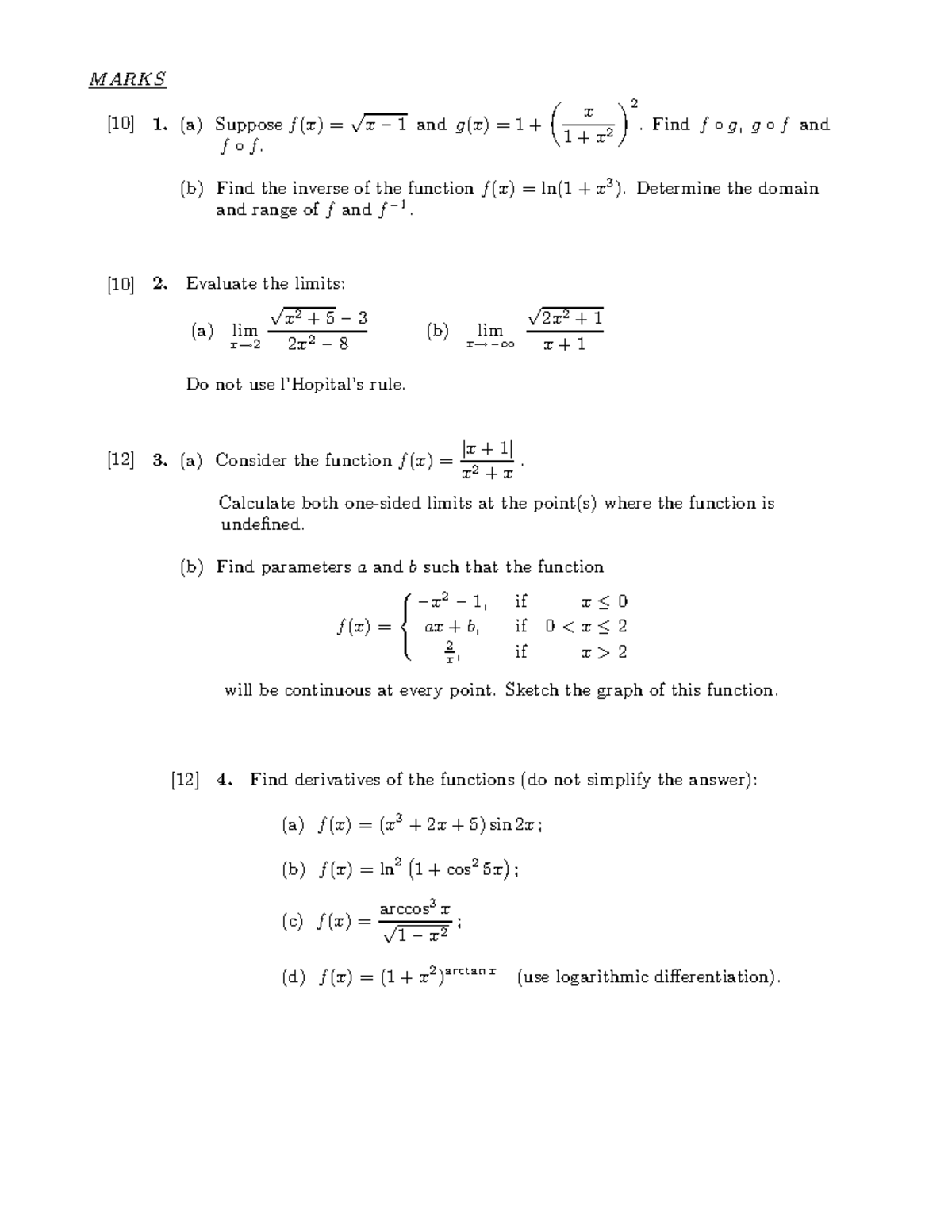 Calculus I Exam I (MATH 101) Study Guide - Aug 10, 2025 - Studocu
