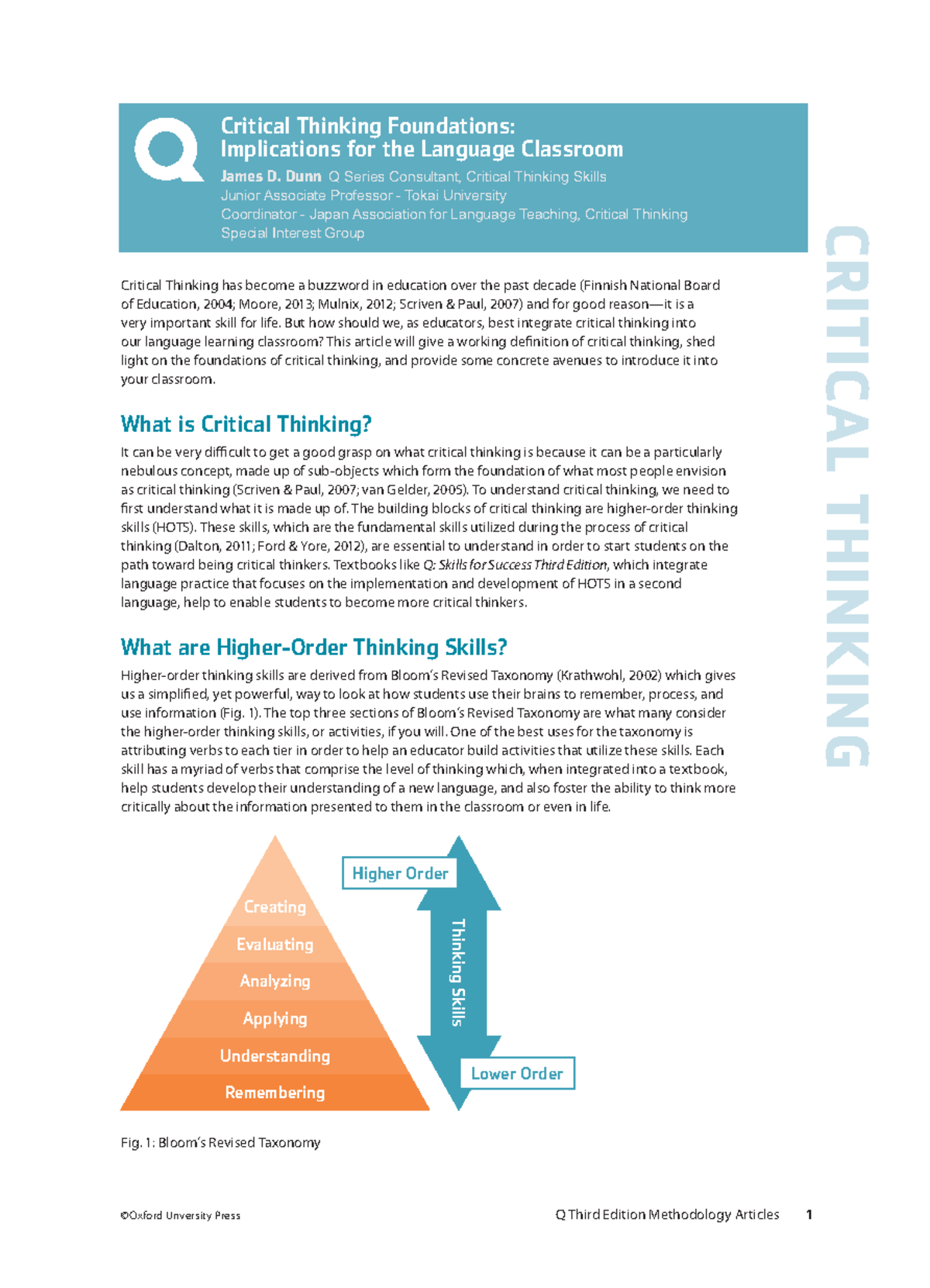 Critical Thinking Strategies in Language Teaching (EDU 101) - Studocu
