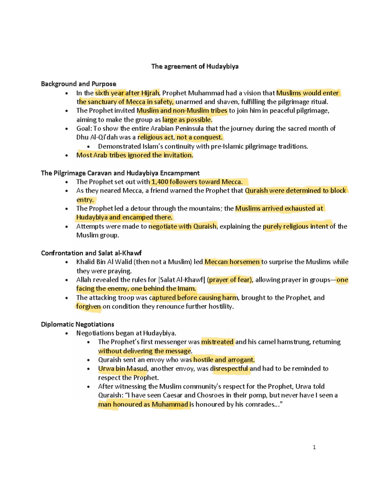 The Treaty of Hudaybiya: Background, Negotiations, and Impact - Studocu