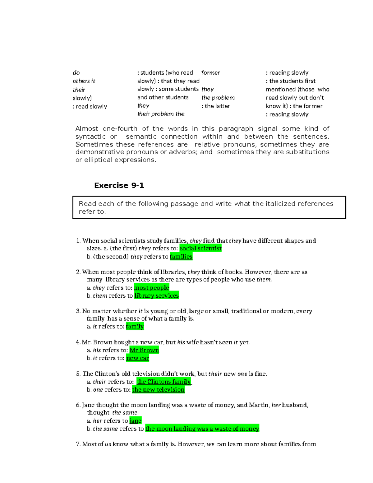 ENG 101: Practice with References and Connectives - Studocu