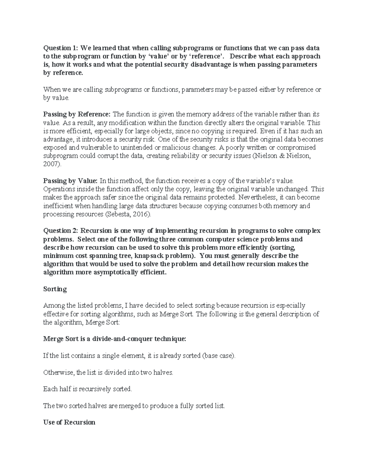 CS 4402 - Discussion Assignment: Passing Parameters & Recursion - Studocu