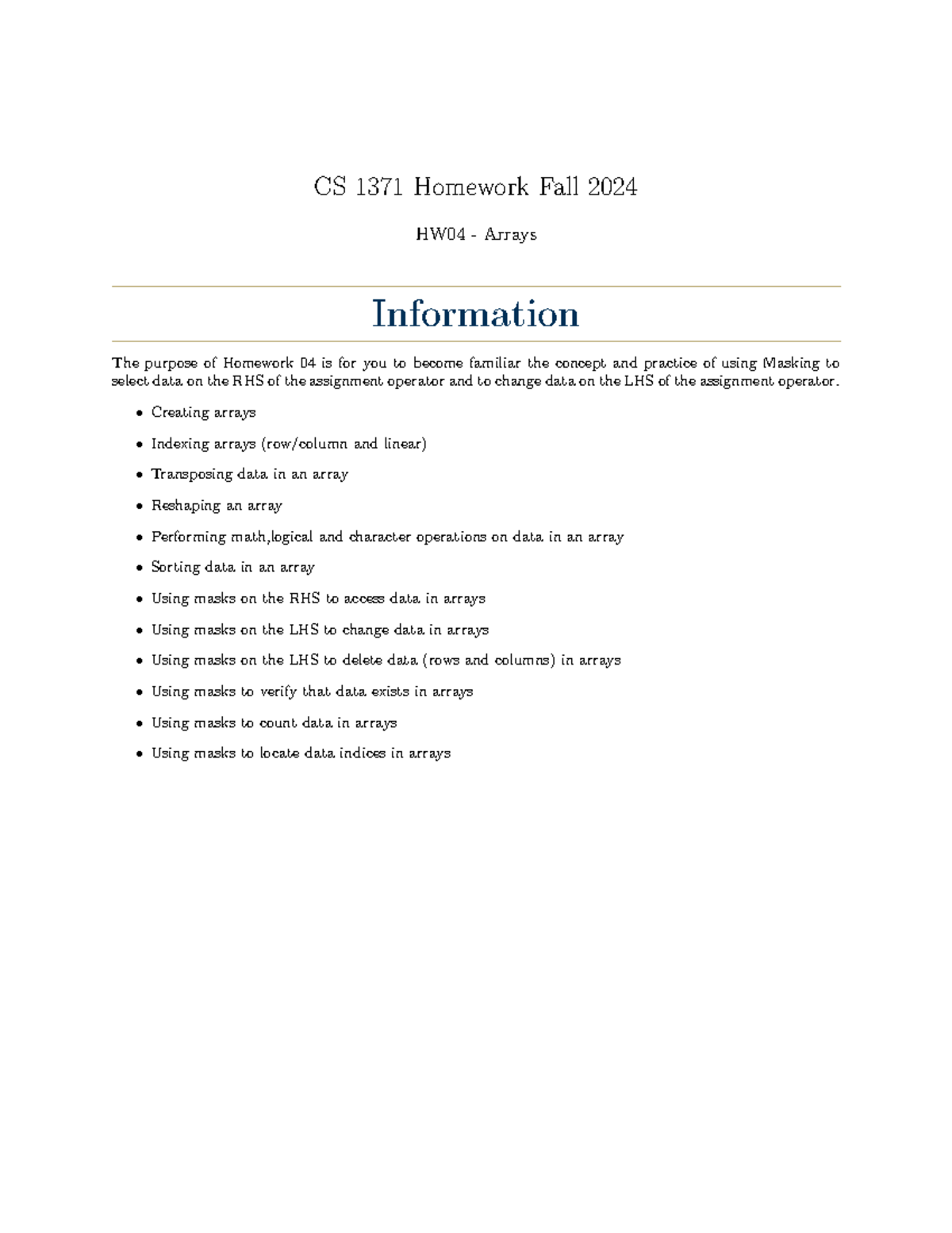 CS 1371 Fall 2024 Homework 04: Arrays and Masking Techniques - Studocu