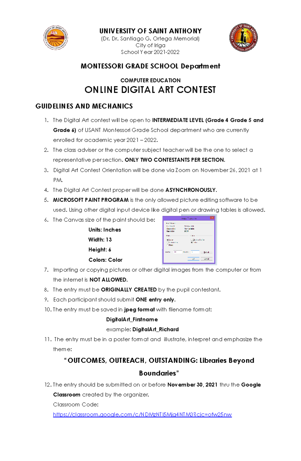 Digital Art Contest Guidelines for USANT Computer Education - Studocu