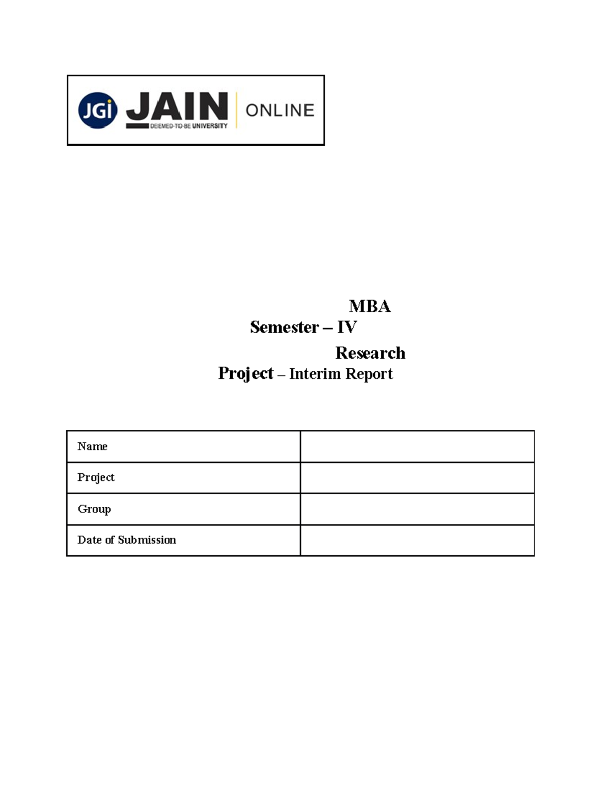 8781665-MBA Research Project Interim Report Template - Studocu