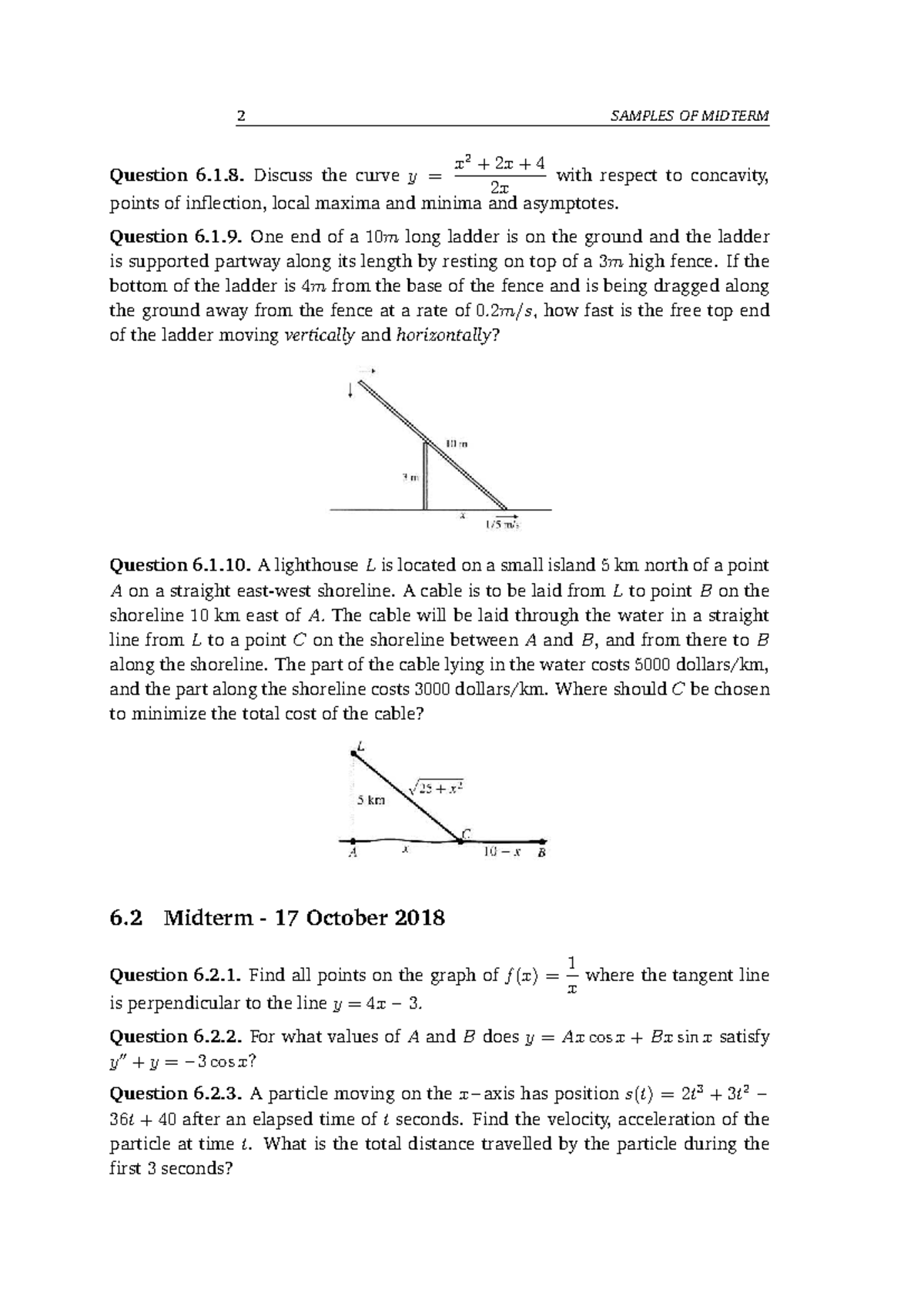 Midterm Exam Solutions for Calculus 2 (MATH 201) - 17 Oct 2018 - Studocu